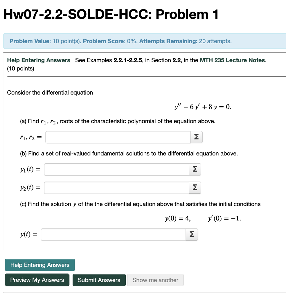 Solved Hw07-2.2-SOLDE-HCC: Problem 1 Problem Value: 10 | Chegg.com
