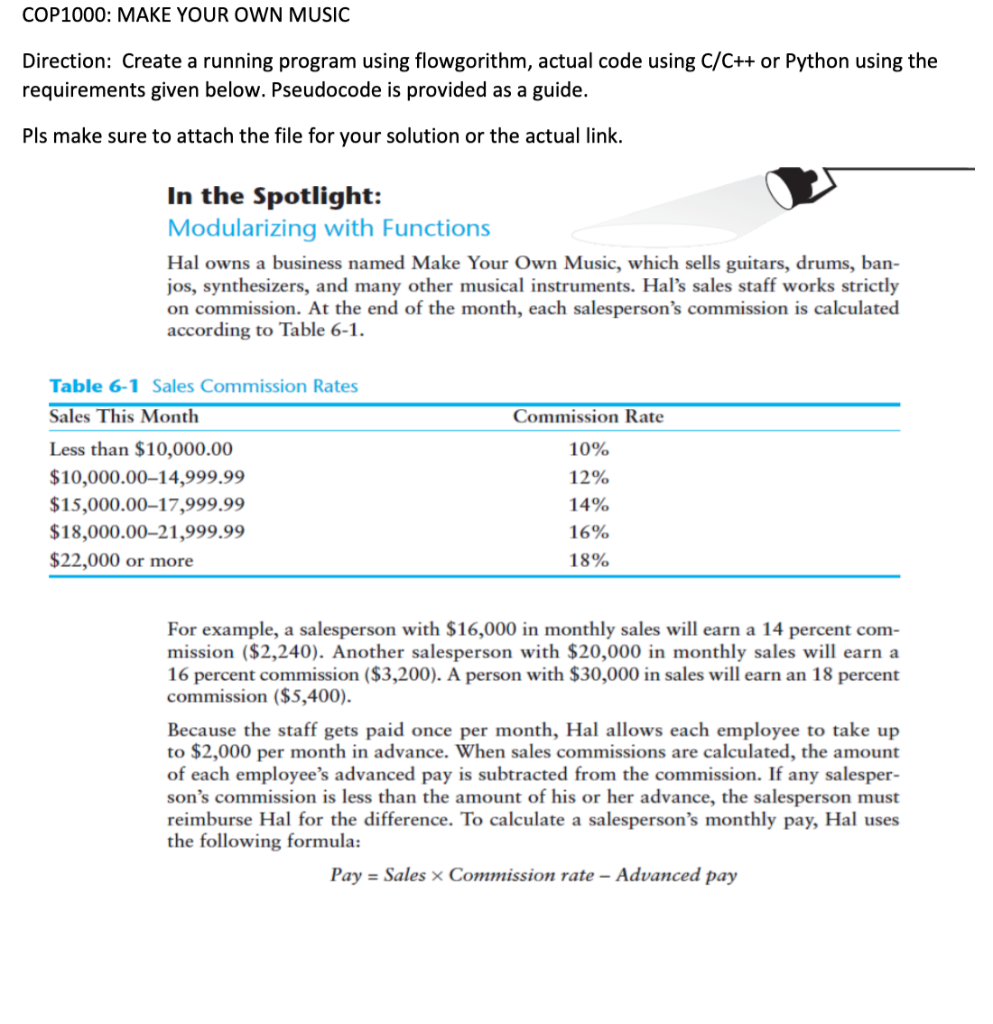 Solved In python, COP1000: Make Your Own Music | Chegg.com