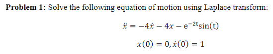 Solved Problem 1: Solve the following equation of motion | Chegg.com