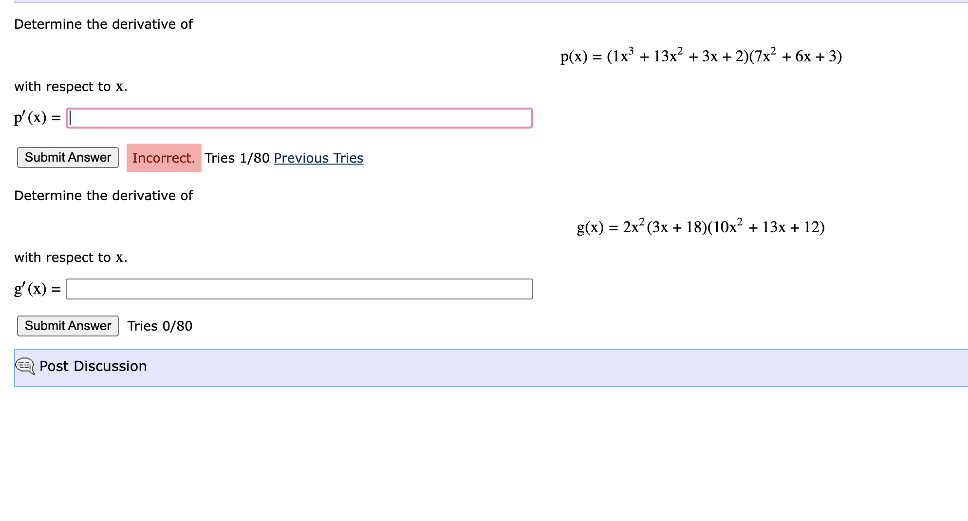 Solved Determine the derivative | Chegg.com