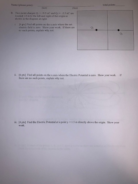 Solved Name (please print): total points (last) B. Two point | Chegg.com