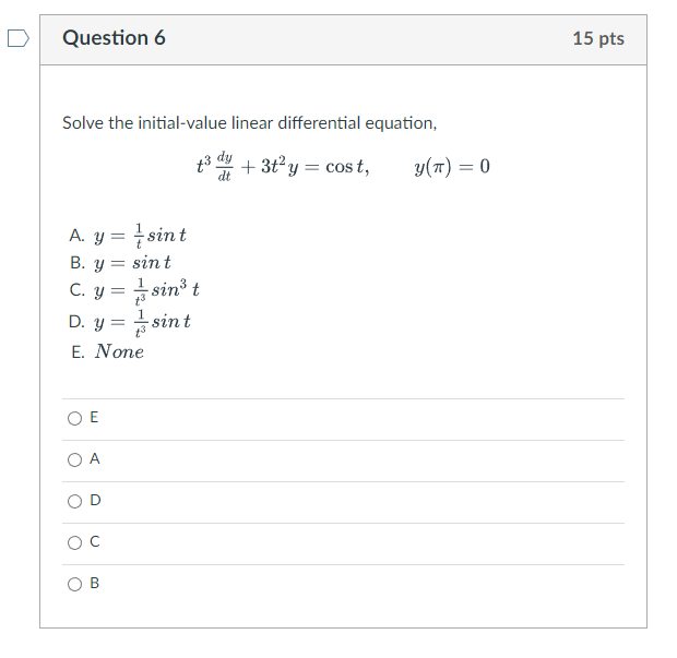 Solved Solve the initial-value linear differential equation, | Chegg.com