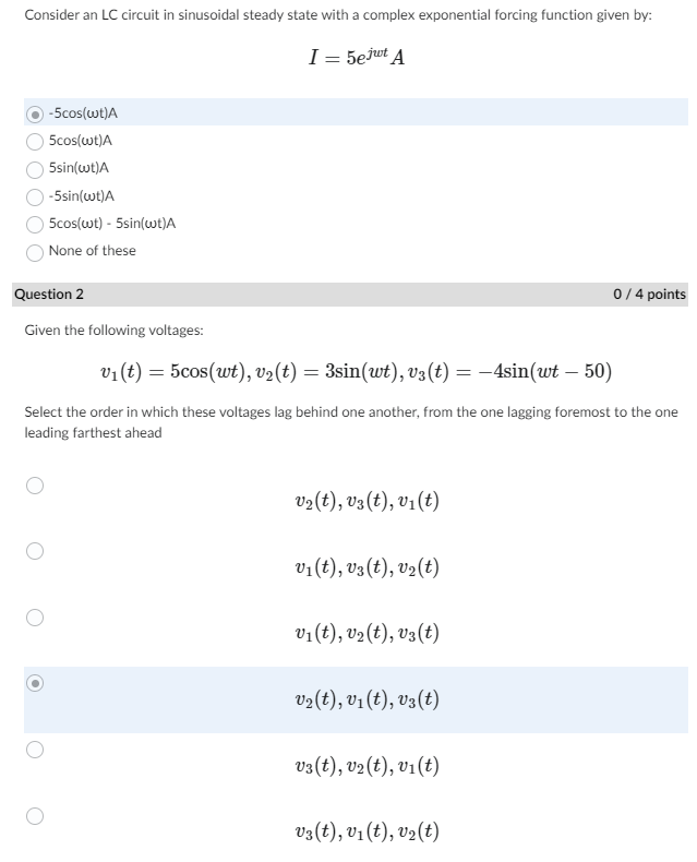 Solved Consider an LC circuit in sinusoidal steady state | Chegg.com