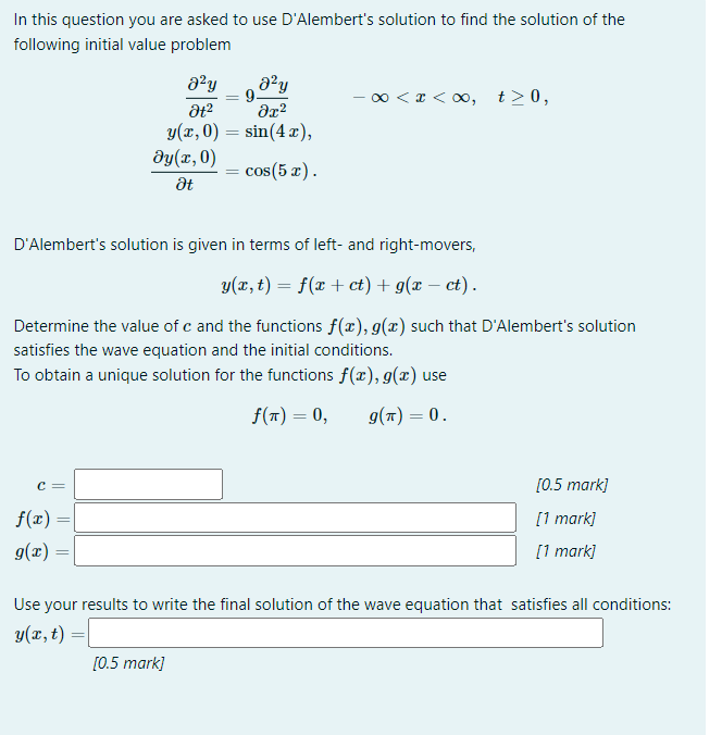 Solved In this question you are asked to use D'Alembert's | Chegg.com