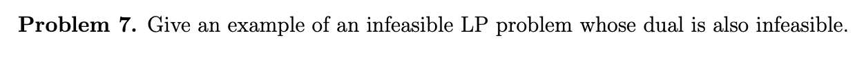 Solved Problem 7. Give an example of an infeasible LP | Chegg.com