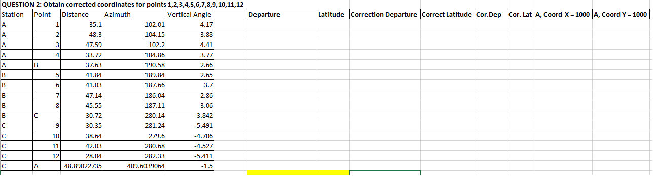 Solved Latitude Correction Departure Correct Latitude | Chegg.com