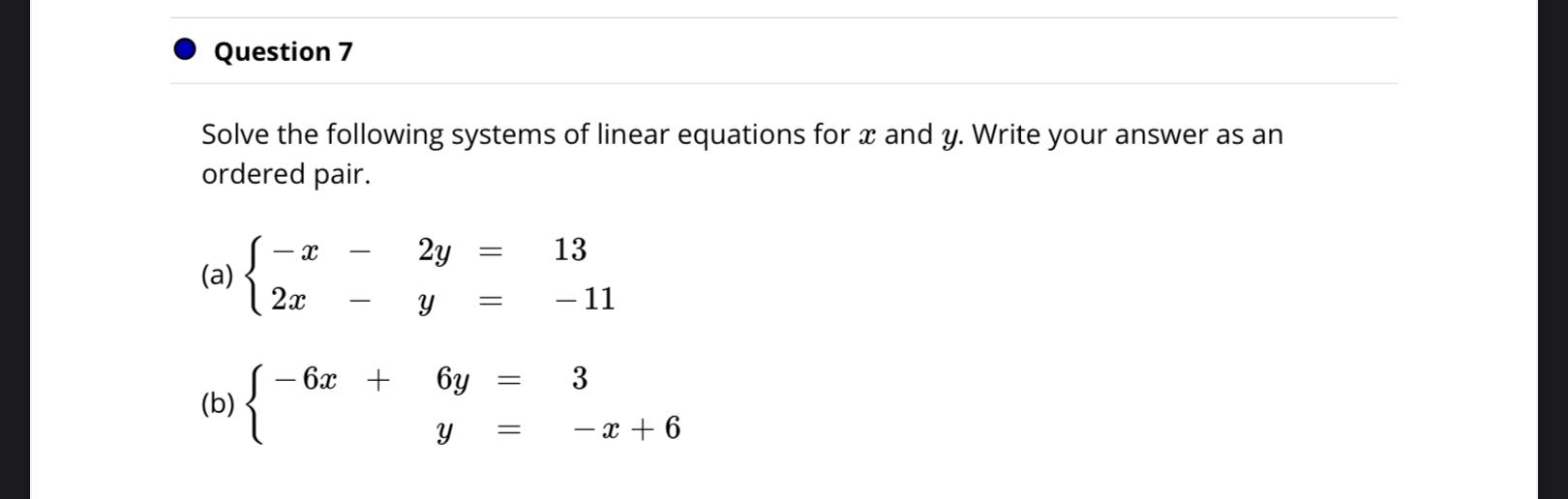 Solved Solve the following systems of linear equations for x | Chegg.com