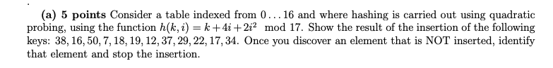 Solved (a) 5 points Consider a table indexed from 0…16 and | Chegg.com