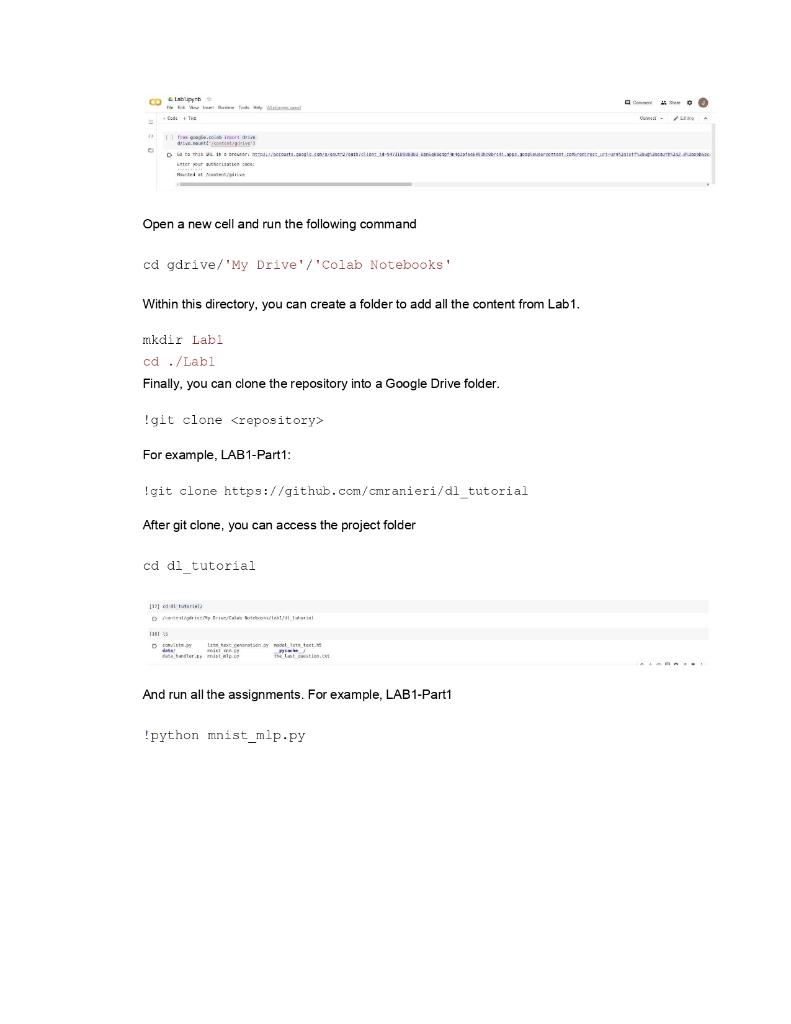 Al 691 - Deep Learning Lab 1 Setting up the | Chegg.com