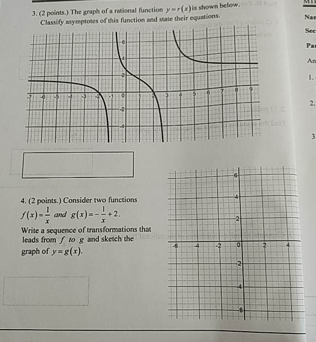 Solved 3. (2 points.) The graph ofa rational function | Chegg.com