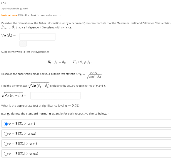 Solved (b) 3 points possible (graded) Instructions: Fill in | Chegg.com
