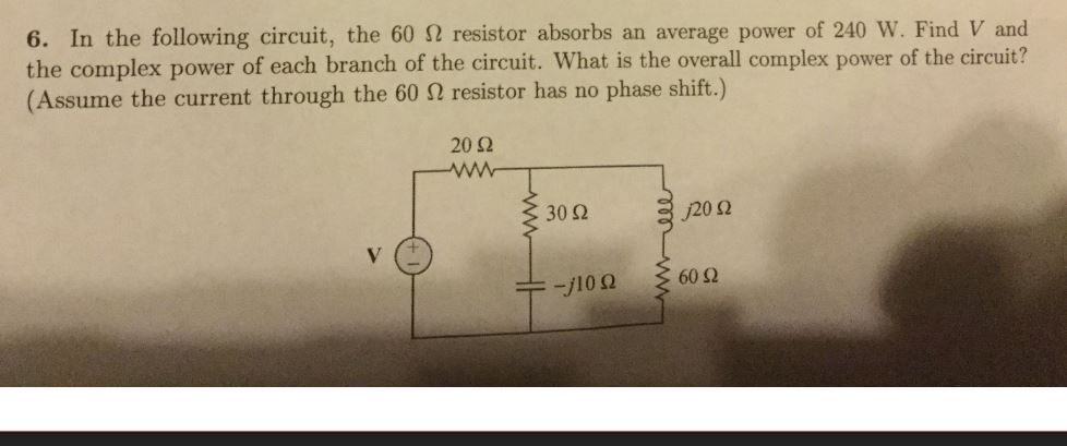 Solved 6. In the following circuit, the 60 Ω resistor | Chegg.com