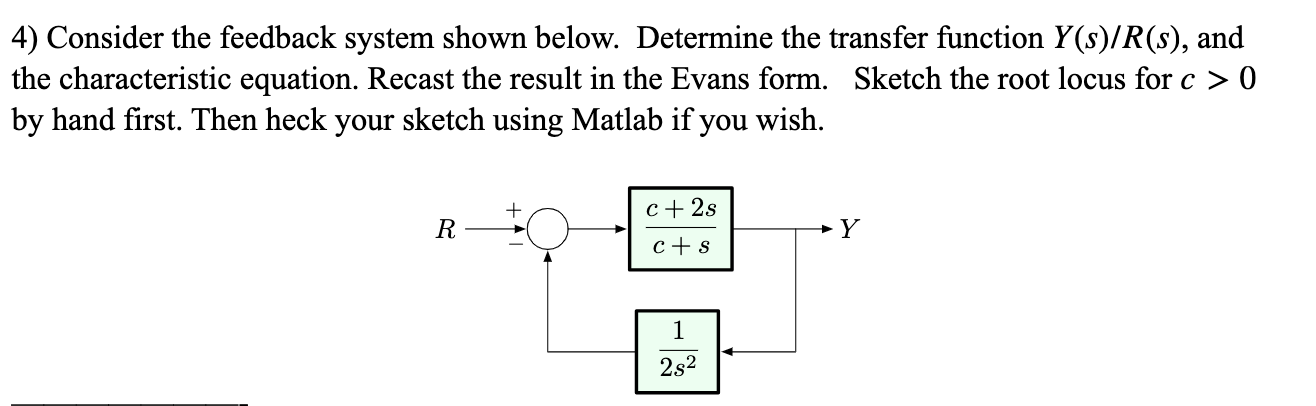 Solved 4) Consider the feedback system shown below. | Chegg.com