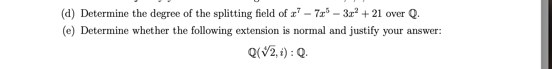 Solved (d) Determine the degree of the splitting field of | Chegg.com