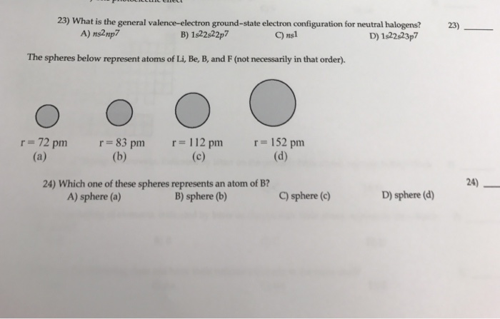 Solved What is the general valence-electron ground-state | Chegg.com