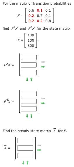 Solved For the matrix of transition probabilities 0.6 0.1 | Chegg.com