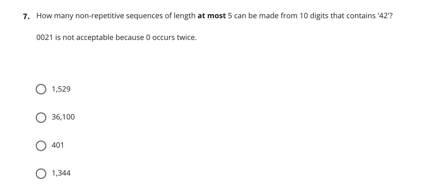 Solved 7. How many non-repetitive sequences of length at | Chegg.com