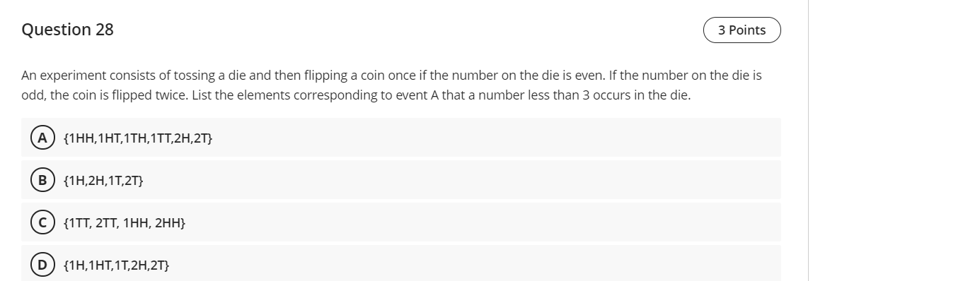 Solved Question 28 3 Points An experiment consists of | Chegg.com