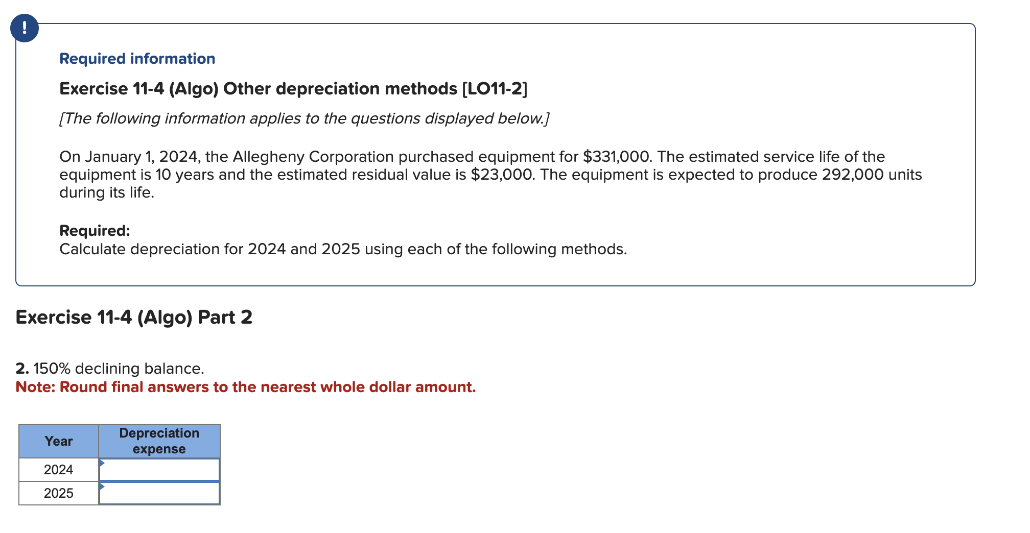 Solved Required informationExercise 11-4 (Algo) ﻿Other | Chegg.com
