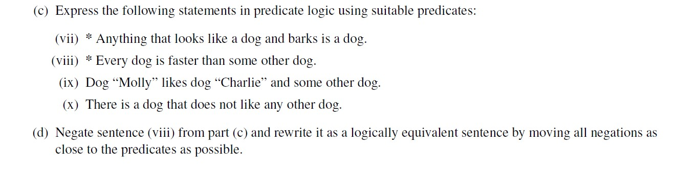 Solved (c) Express the following statements in predicate | Chegg.com