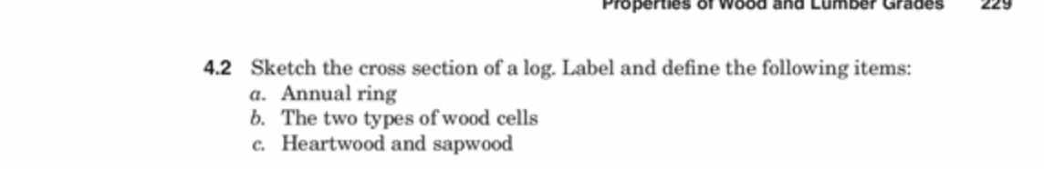 Solved 4.2 Sketch the cross section of a log. Label and | Chegg.com