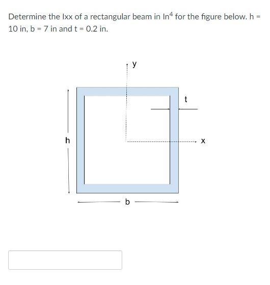 Solved Determine the Ixx of a rectangular beam in ln4 for | Chegg.com