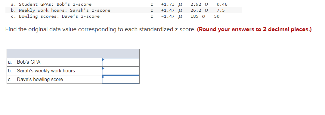 Solved Find the original data value corresponding to each | Chegg.com