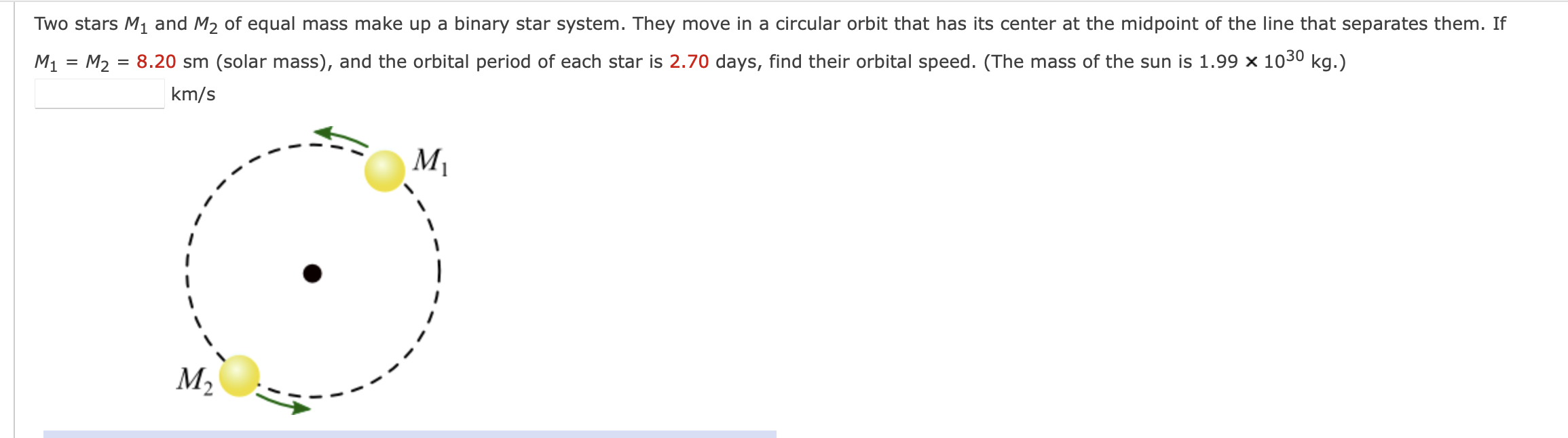 Solved Two stars M1 and M2 of equal mass make up a binary | Chegg.com