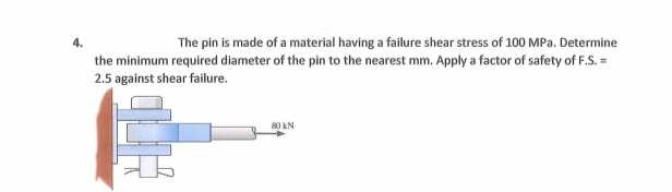 Solved 4. The pin is made of a material having a failure | Chegg.com