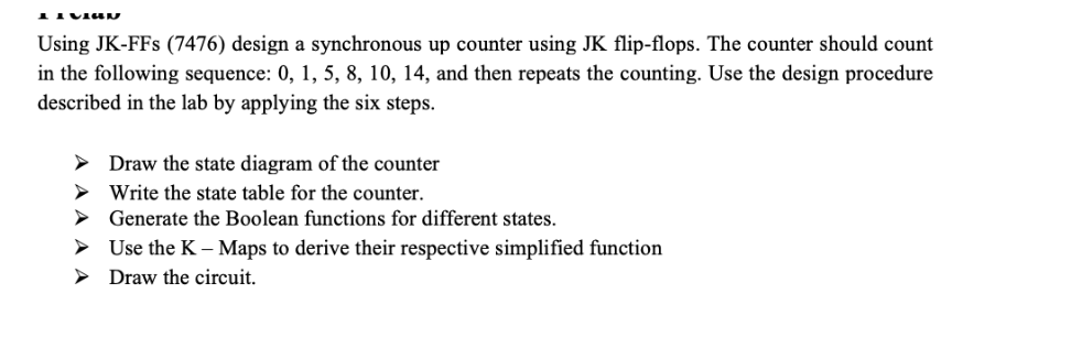 Solved Ir van Using JK-FFs (7476) design a synchronous up | Chegg.com