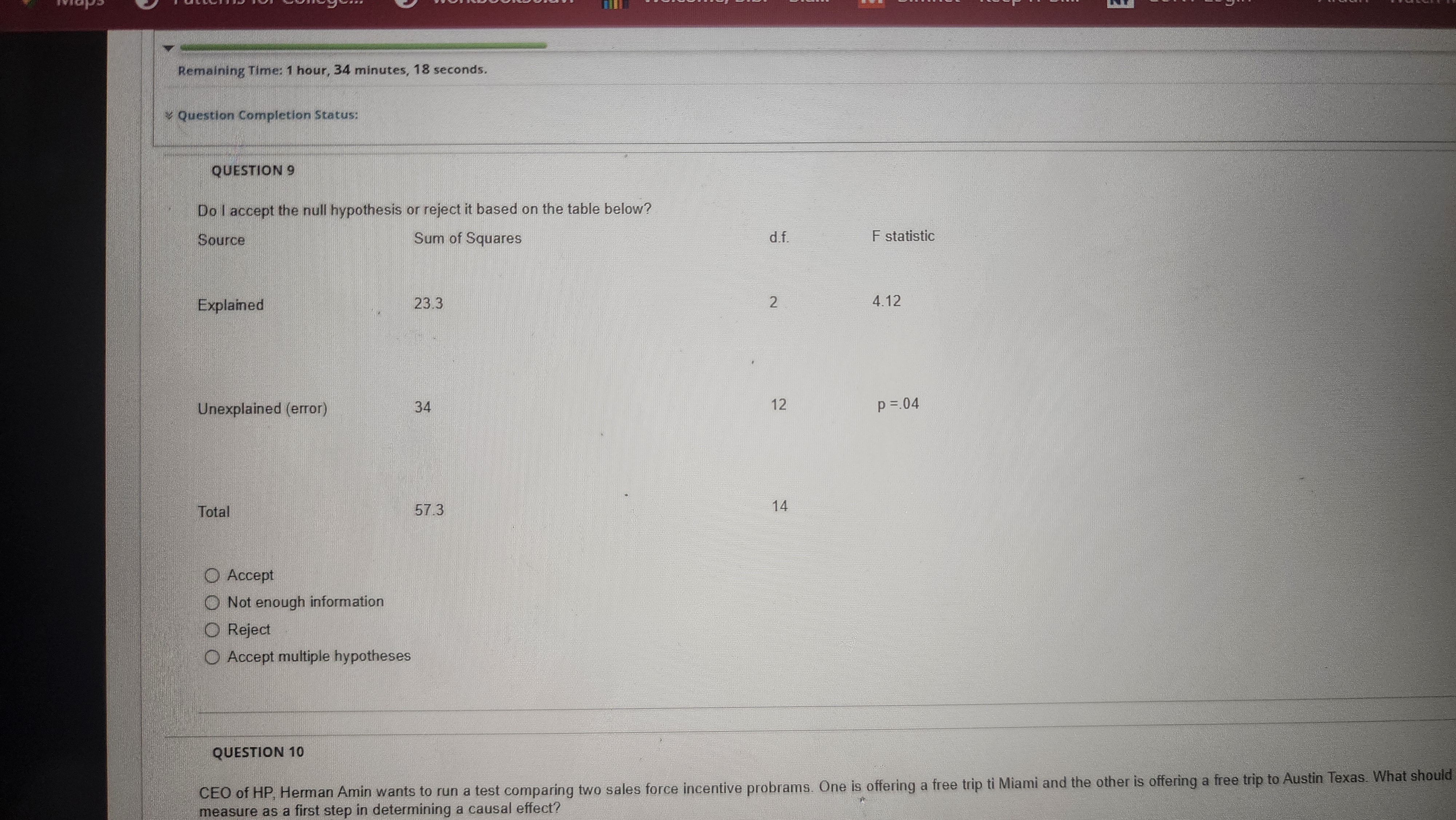 Solved Do I Accept Null Hypothesis Or Reject It Basedon 5583