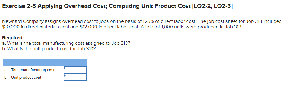 Solved Exercise 2-8 Applying Overhead Cost; Computing Unit | Chegg.com