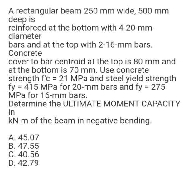Solved A rectangular beam 250 mm wide, 500 mm deep is | Chegg.com