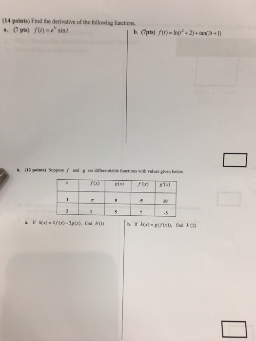 Solved Find the derivative of the following functions. f(t) | Chegg.com