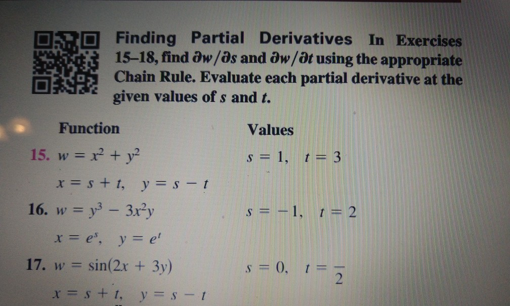 Solved OVO Finding Partial Derivatives In Exercises 15-18, | Chegg.com