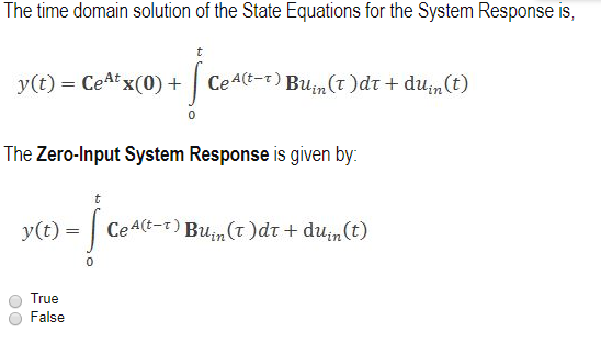 Solved The time domain solution of the State Equations for | Chegg.com