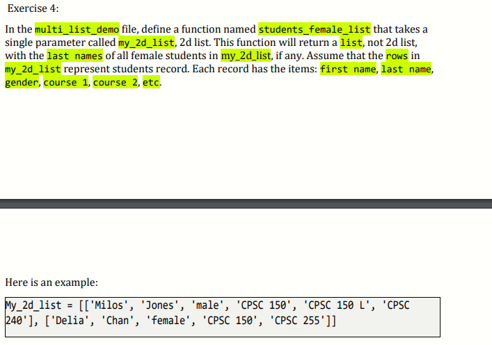 Solved In the multi_list_demo file, define a function named | Chegg.com