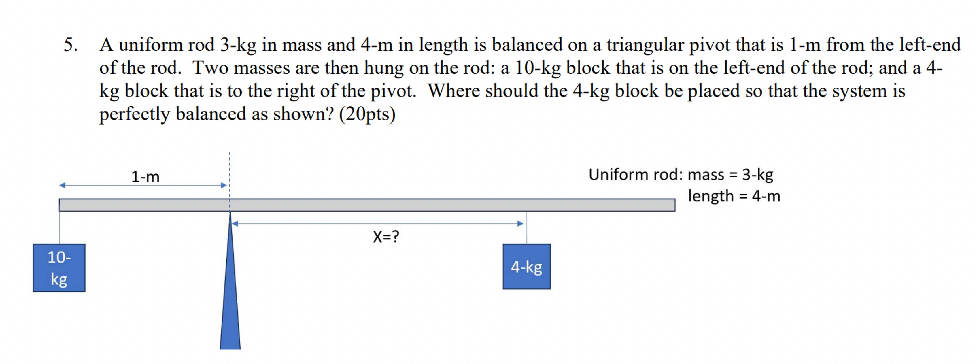 A uniform rod 3-kg in mass and 4-m in length is | Chegg.com