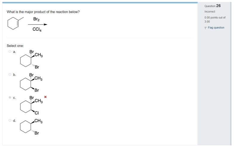 Solved Question 26 What is the major product of the reaction | Chegg.com