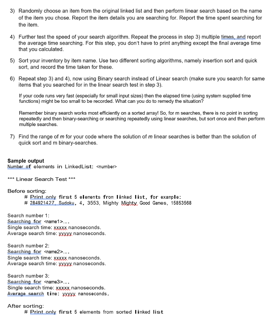 Solved Problem Specification Linear and binary searches are | Chegg.com