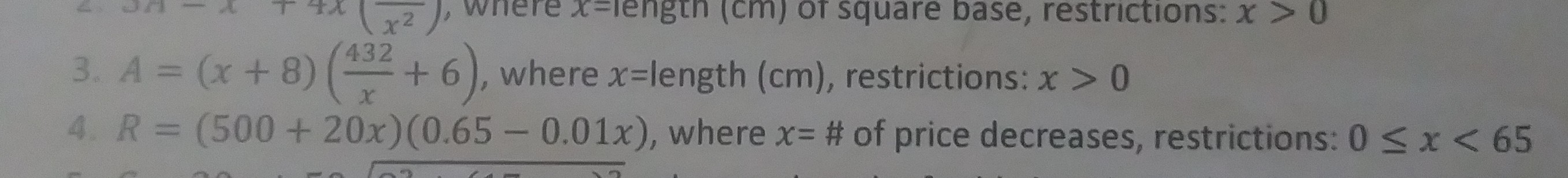 Solved Question 4 is a maximum/minimum word problem from the | Chegg.com
