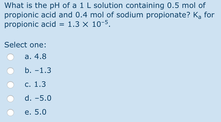 Solved What is the pH of a 1 L solution containing 0.5 mol | Chegg.com