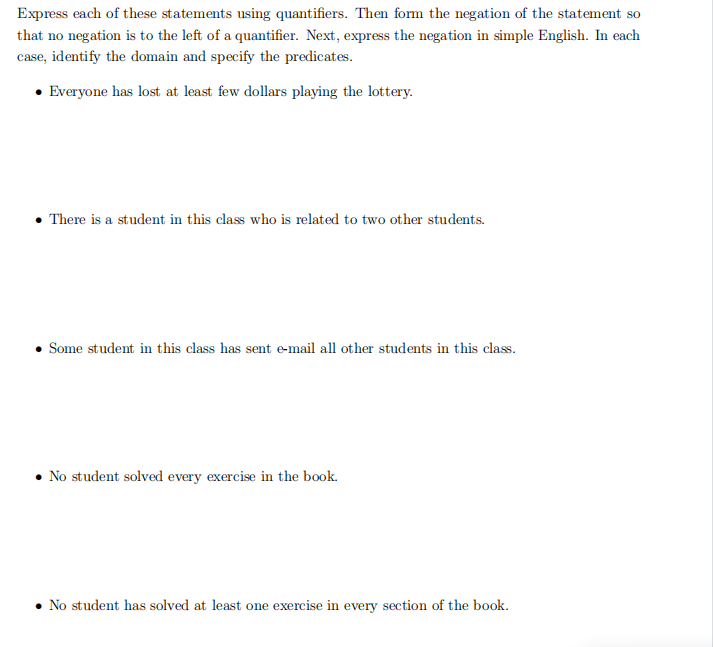 Solved Express Each Of These Statements Using Quantifiers