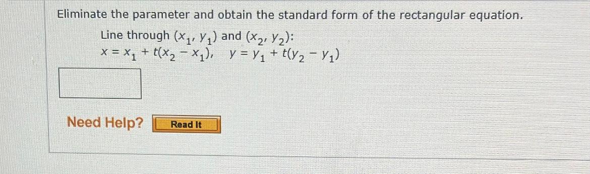 Solved Eliminate the parameter and obtain the standard form | Chegg.com