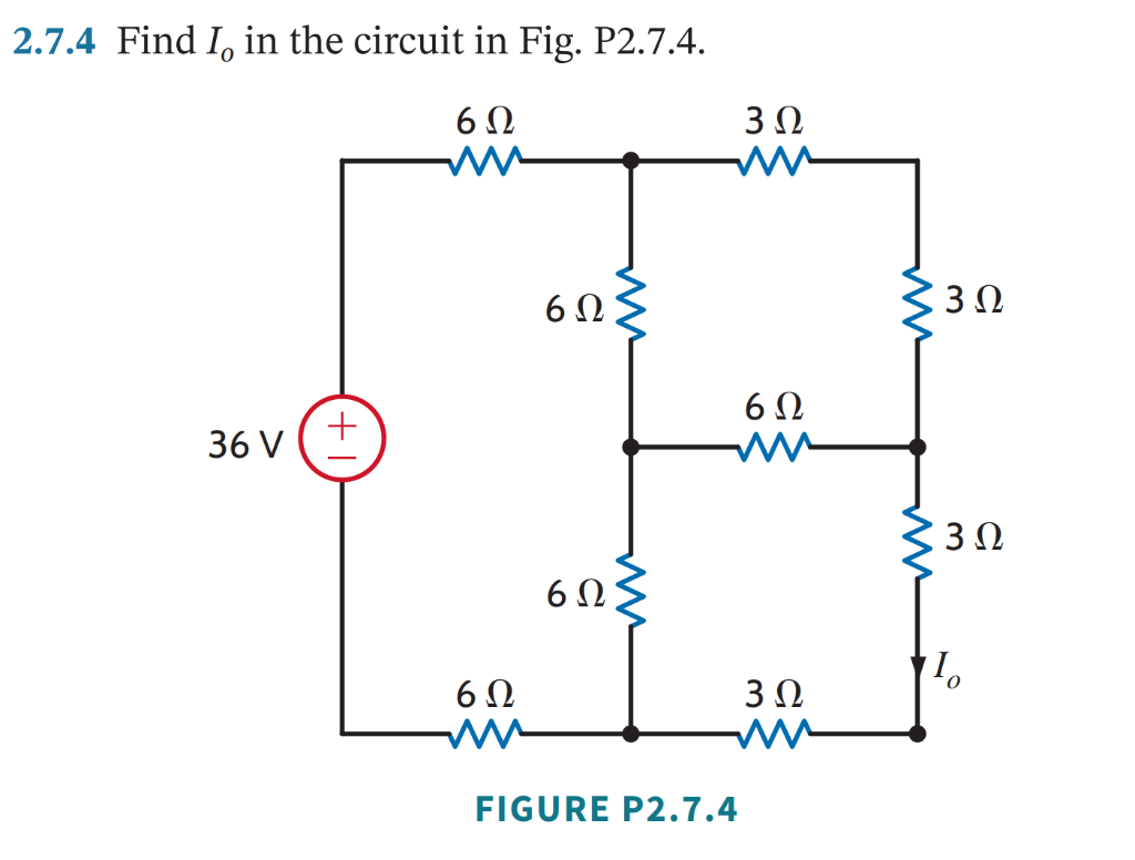 Solved 2.7.4 Find I0 in the circuit in Fig. P2.7.4. | Chegg.com