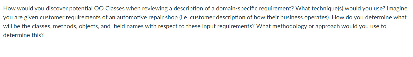 Solved How Would You Discover Potential Oo Classes When