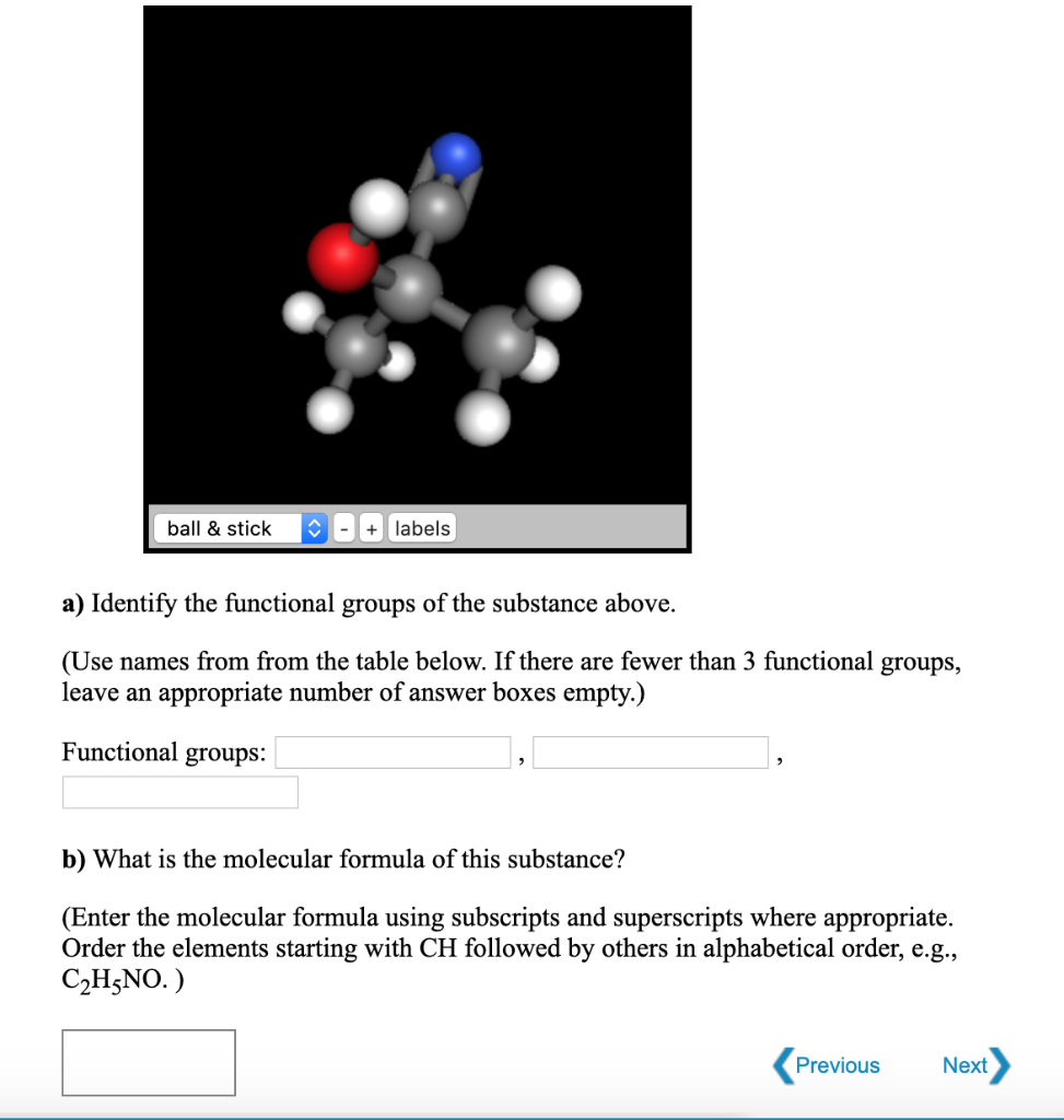 Solved ball & stick labels a) Identify the functional groups | Chegg.com