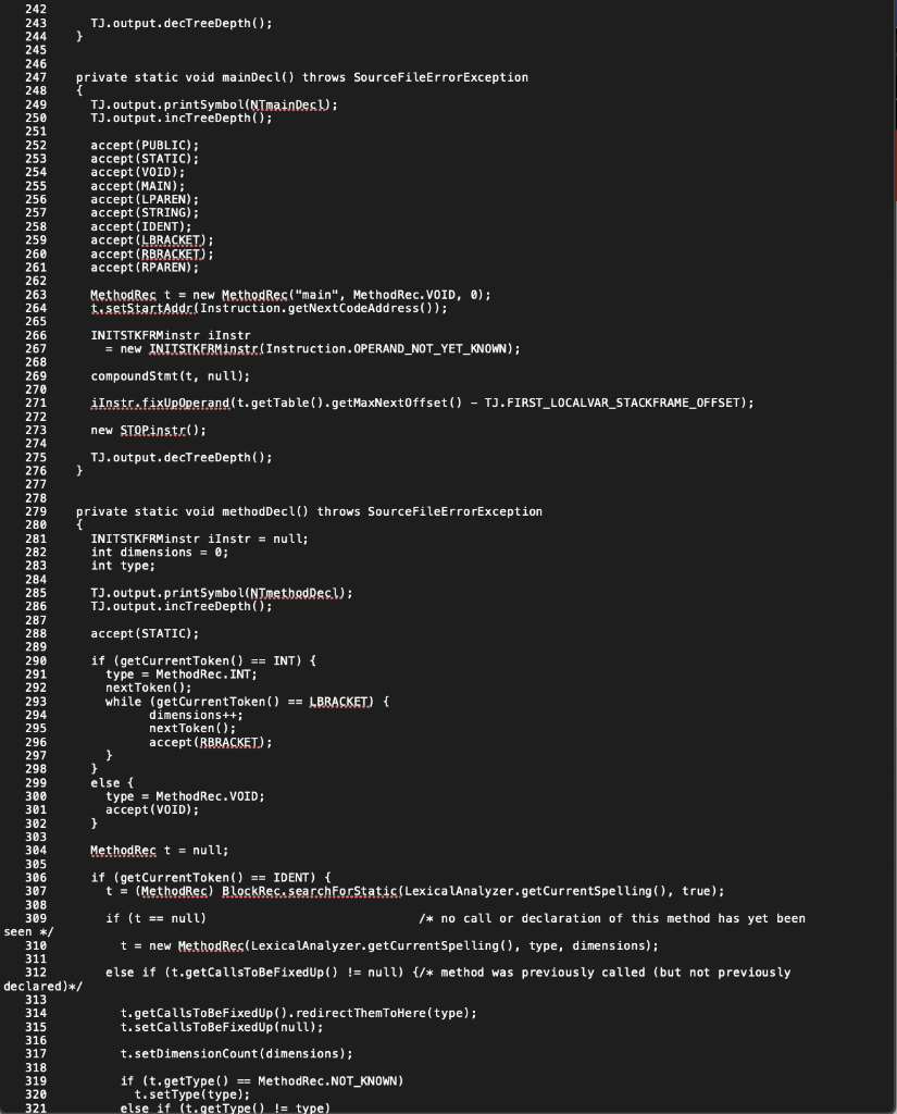 Solved TinyJ assignment just fill out the code where there | Chegg.com