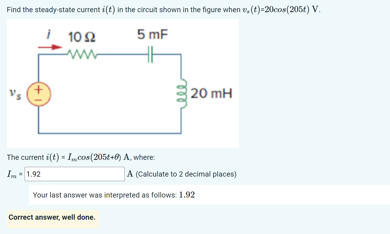 Solved Find the steady-state current i(t) in the circuit | Chegg.com