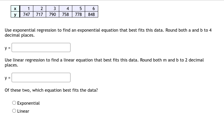 Solved Use exponential regression to find an exponential | Chegg.com